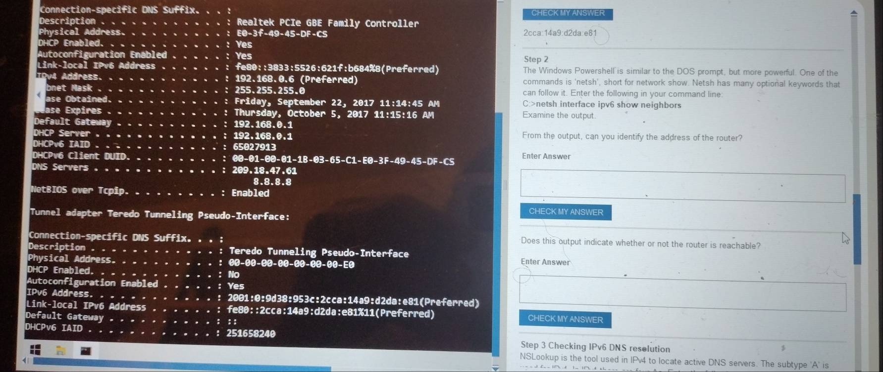 Solved: Connection-specific DNS Suffix. 、 .: CHECK MY ANSWER ...