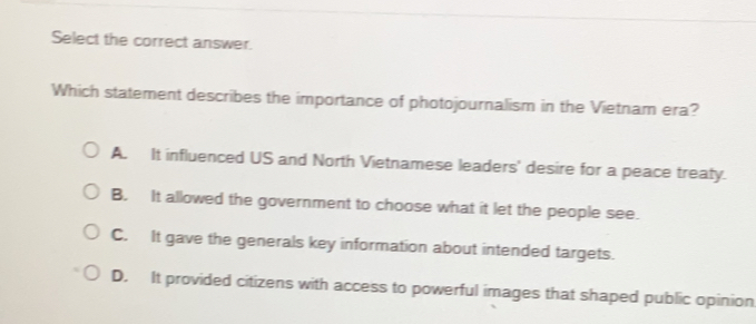 Solved: Select the correct answer. Which statement describes the ...