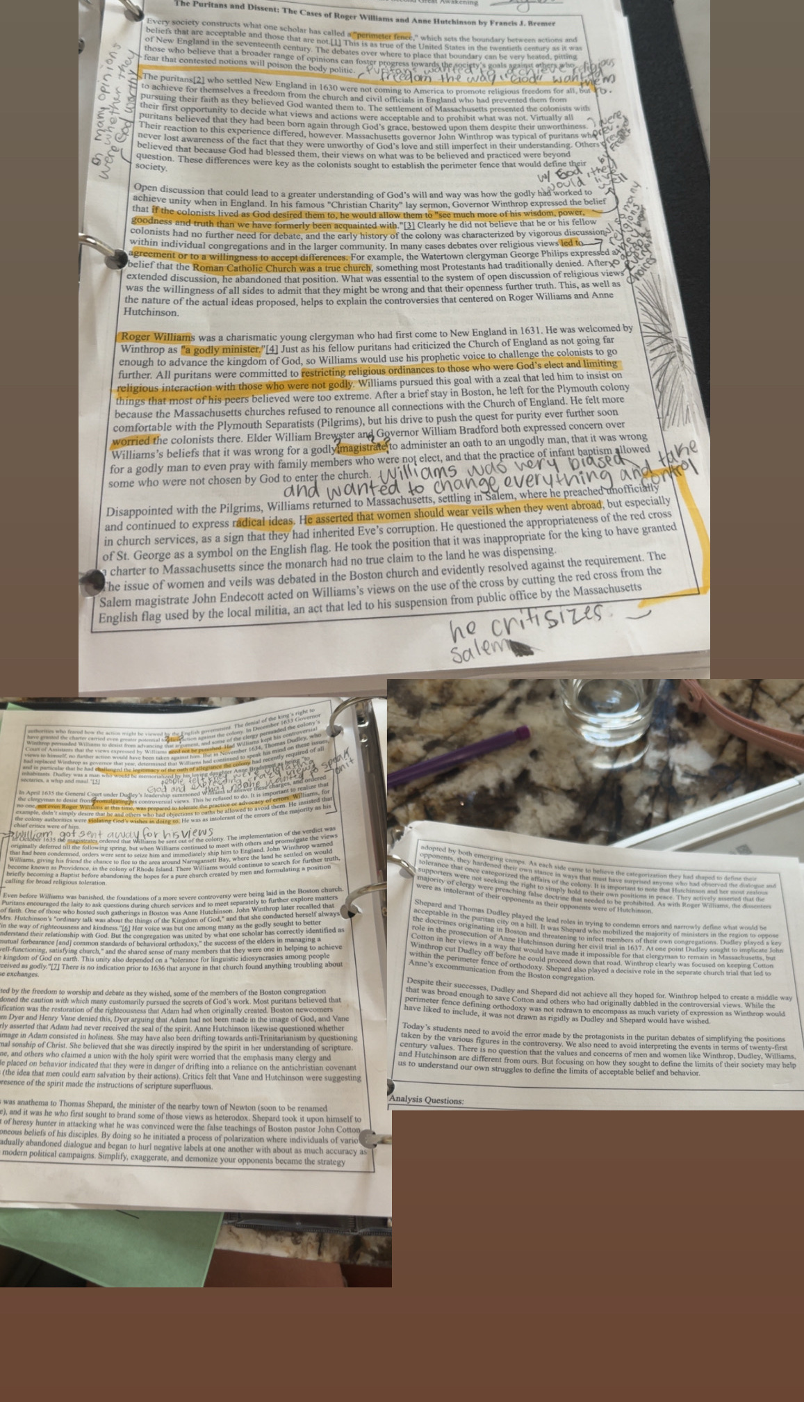 Solved: The Puritans and Dissent: The Cases of Roger Williams and Anne ...