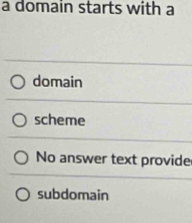Solved: a domain starts with a domain scheme No answer text provide ...