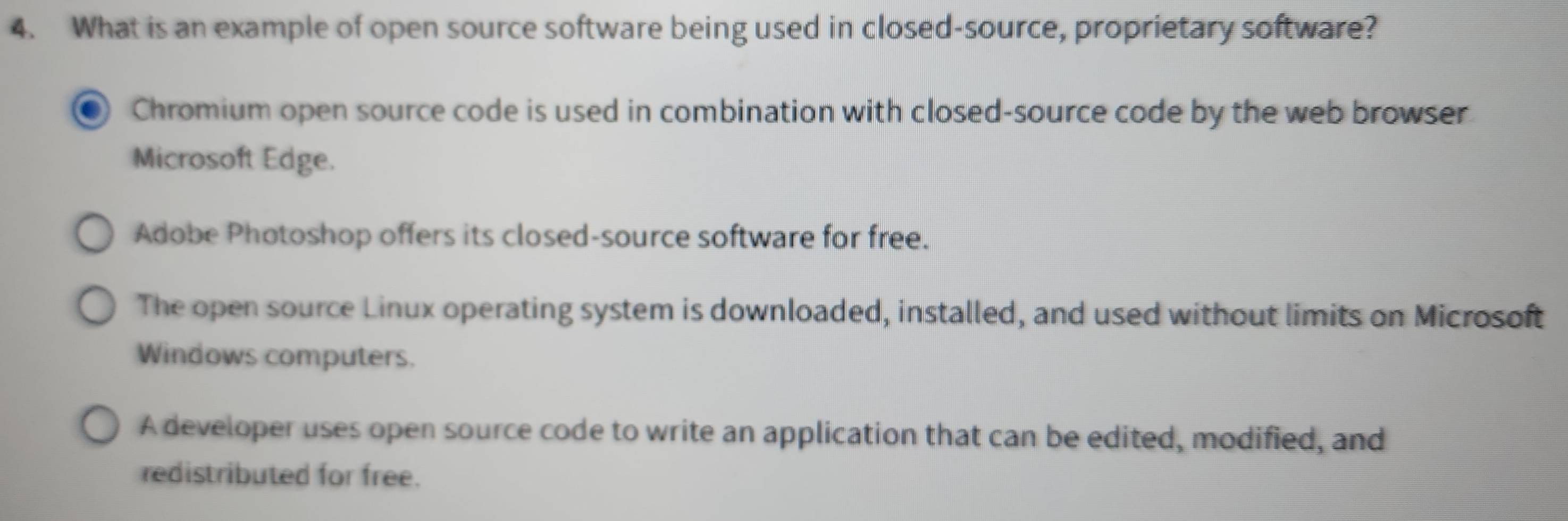 Solved: What is an example of open source software being used in closed ...
