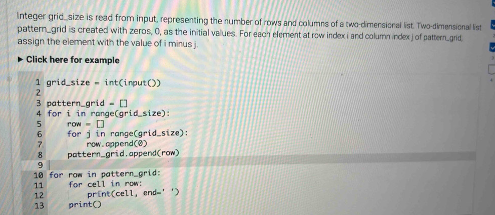 Solved: Integer grid_size is read from input, representing the number of rows and columns of a ...