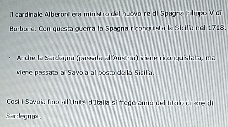 Risolto:il cardinale Alberoni era minístro del nuovo re di Spagna ...