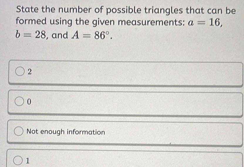 Solved: State the number of possible triangles that can be formed using ...