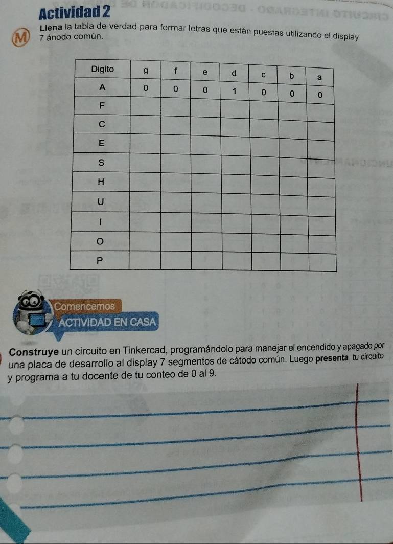 Resuelto:Actividad 2 Liena la tabla de verdad para formar letras que ...