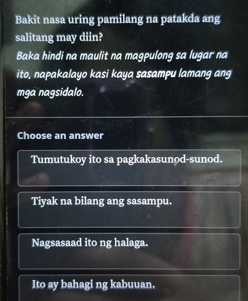 Solved: Bakit nasa uring pamilang na patakda ang salitang may diin ...