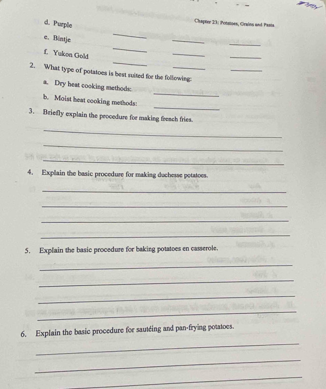 Gelöst:Purple Chapter 23: Potatoes, Grains and Pasta _ _ e. Bintje ...