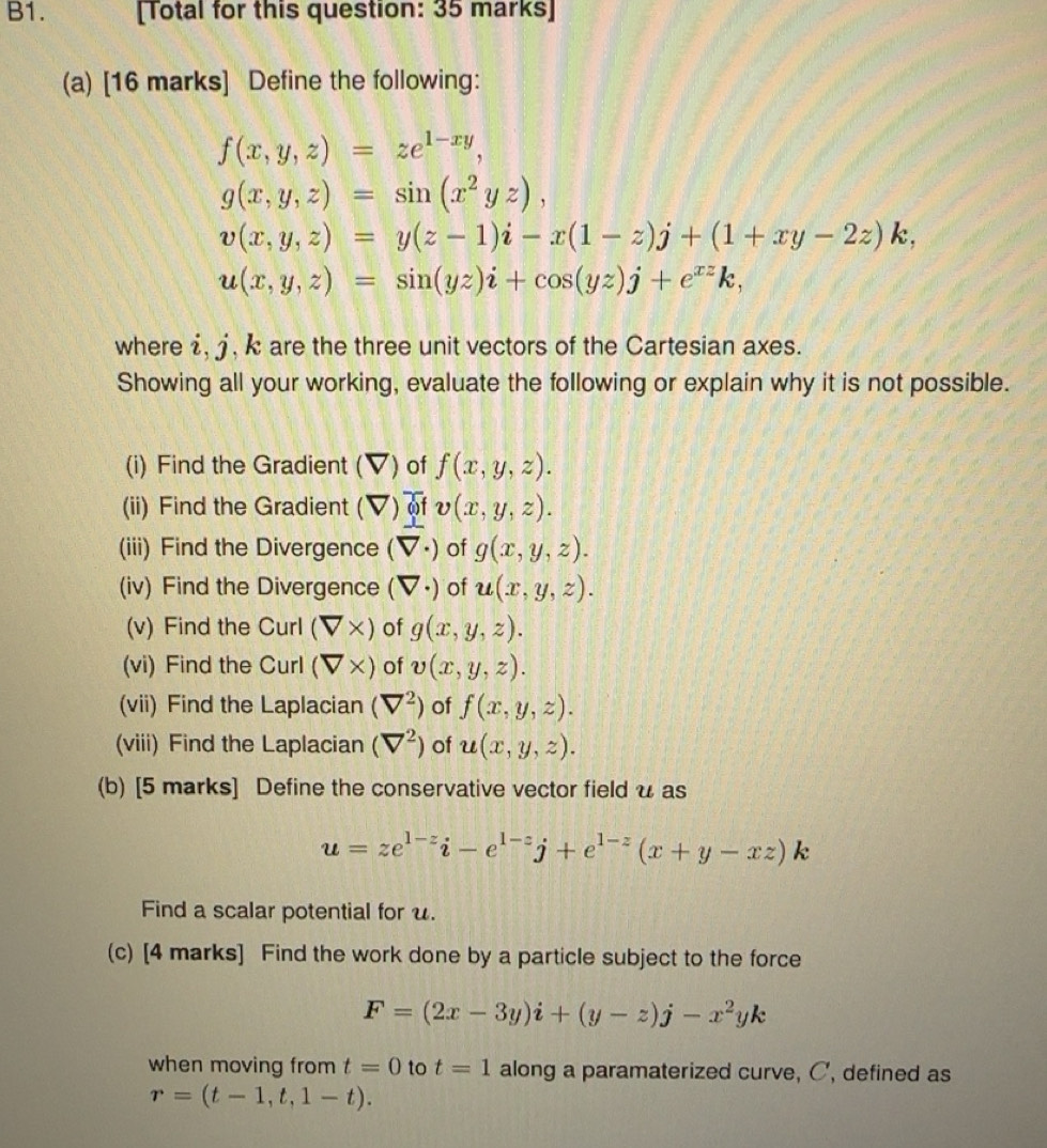 Solved: B1. [Total for this question: 35 marks] (a) [16 marks] Define ...