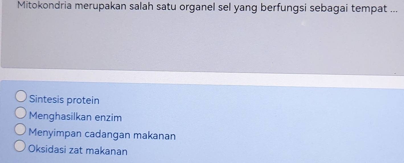 Telah dijawab:Mitokondria merupakan salah satu organel sel yang ...