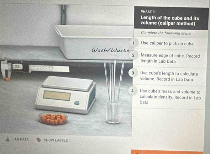 Solved: PHASE 3: Length of the cube and its volume (caliper method ...