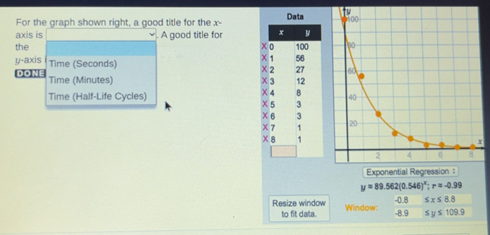 Gelöst:For the graph shown right, a good title for the x- axis is . A ...