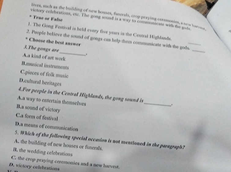 Giải quyết:lives, such as the building of new houses, funerals, crop ...