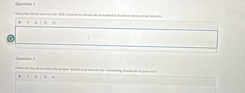 Solved: Describe three sources for SDS related to chemicals provided in ...