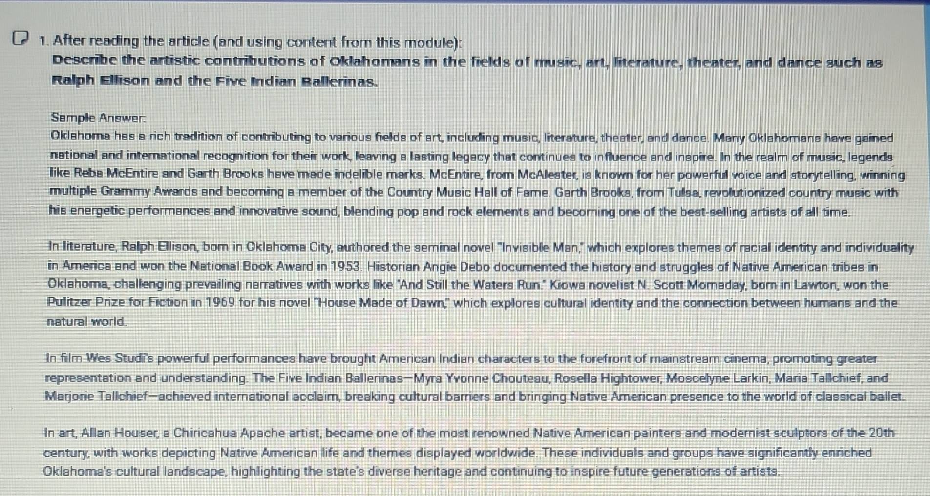 Solved: After reading the article (and using content from this module ...