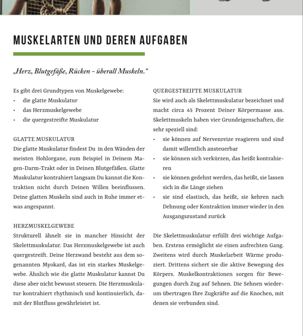 Gelöst:MUSKELARTEN UND DEREN AUFGABEN „,Herz, Blutgefäße, Rücken ...