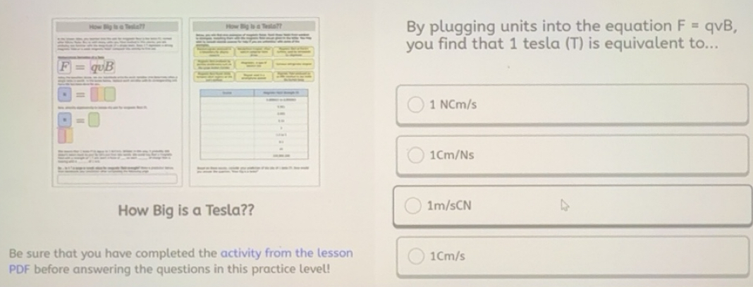 Solved: How Big is a Tesla?? How Big ts a Testa? By plugging units into ...