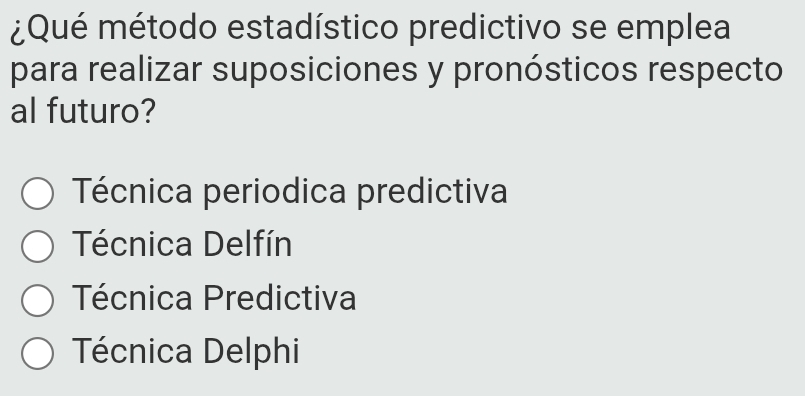 Resuelto:¿Qué método estadístico predictivo se emplea para realizar ...