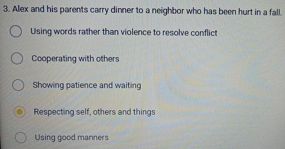 Solved: Alex and his parents carry dinner to a neighbor who has been ...