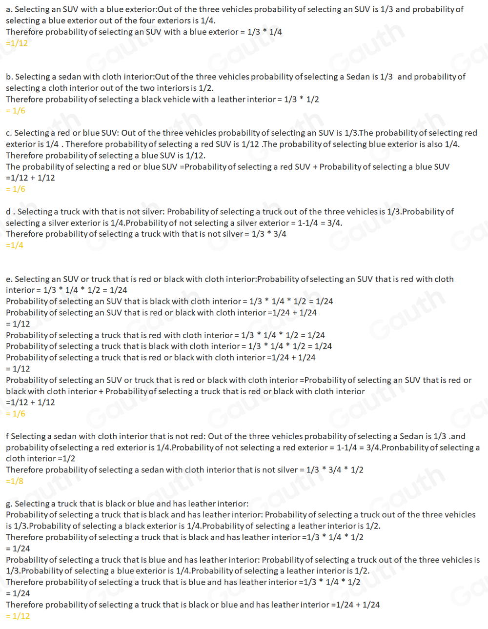 Solved: A car dealership has various combinations of vehicles in their ...