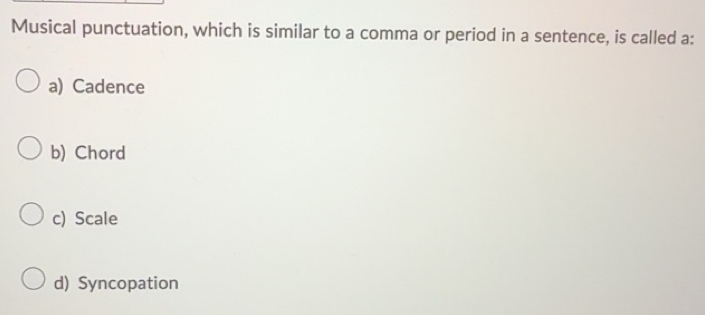 Solved: Musical punctuation, which is similar to a comma or period in a ...