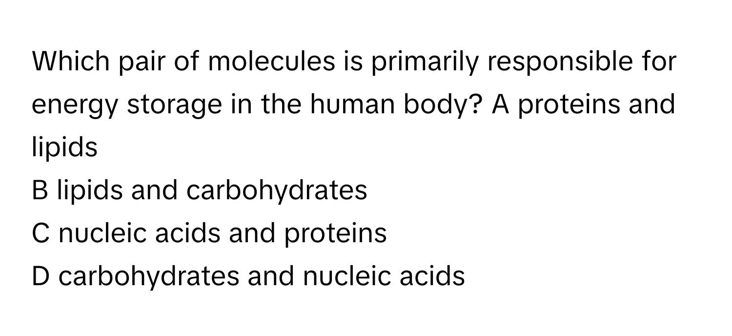 Solved: Which pair of molecules is primarily responsible for energy ...