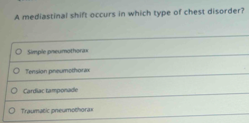 Solved: A mediastinal shift occurs in which type of chest disorder ...