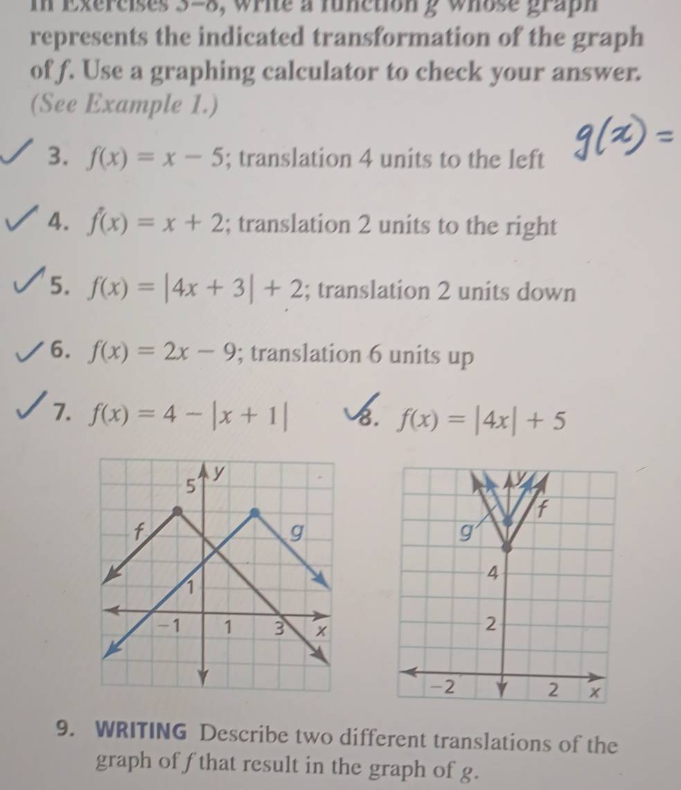 Solved: In Exercises 3-8, write a function g whose graph represents the ...