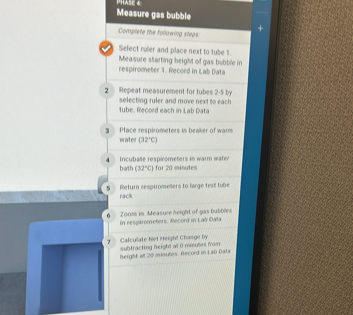 Solved: PHASE 4; Measure gas bubble Complete the following steps ...