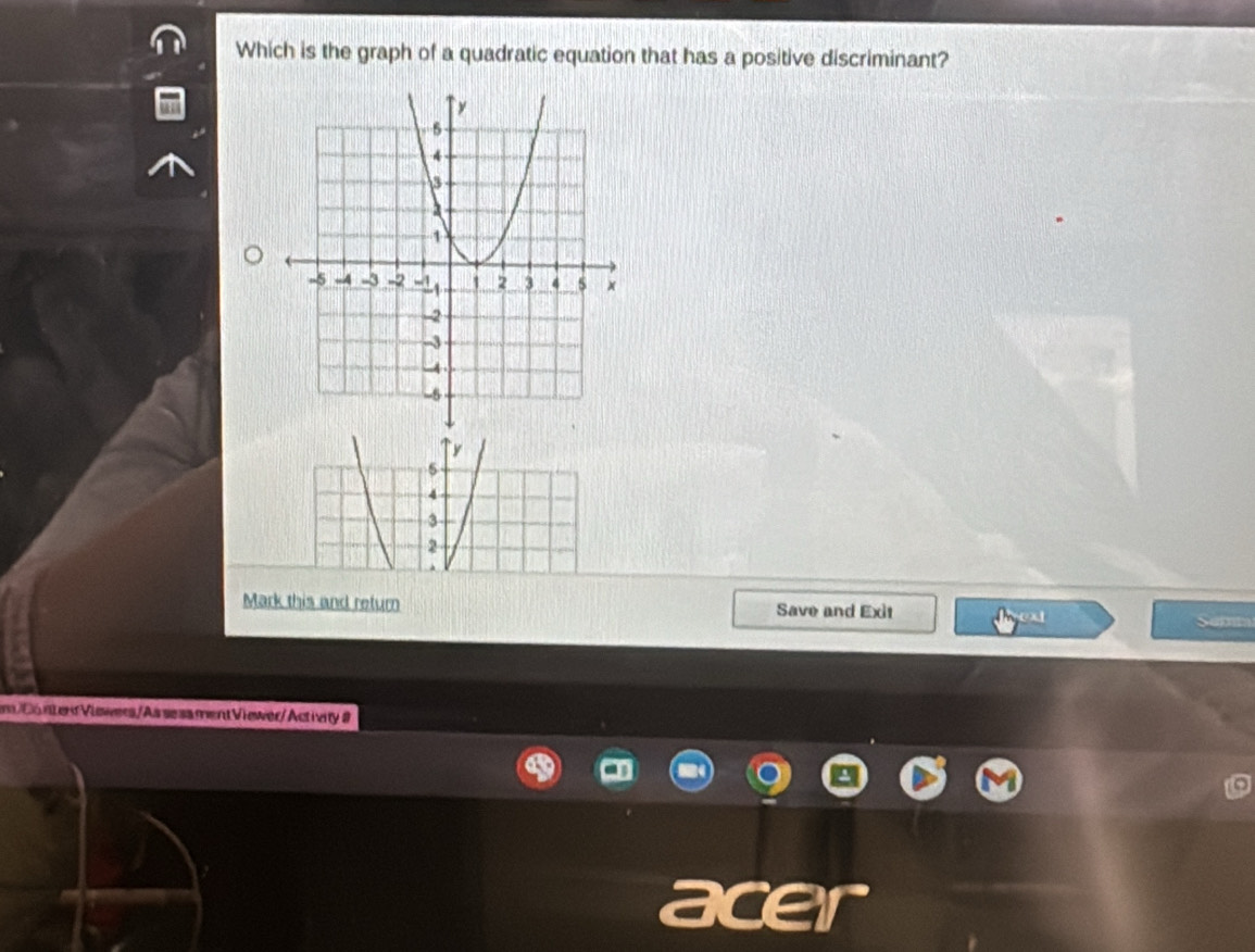 Solved: Which is the graph of a quadratic equation that has a positive ...