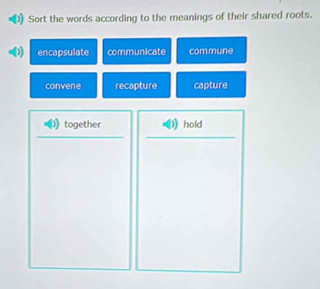 Solved: Sort the words according to the meanings of their shared roots ...