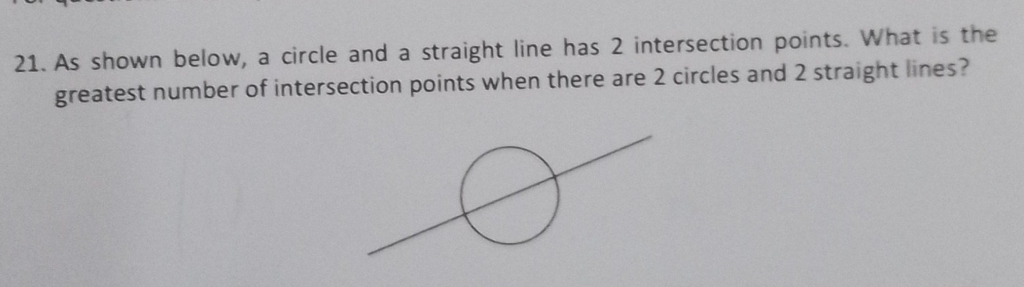 Telah dijawab:As shown below, a circle and a straight line has 2 ...