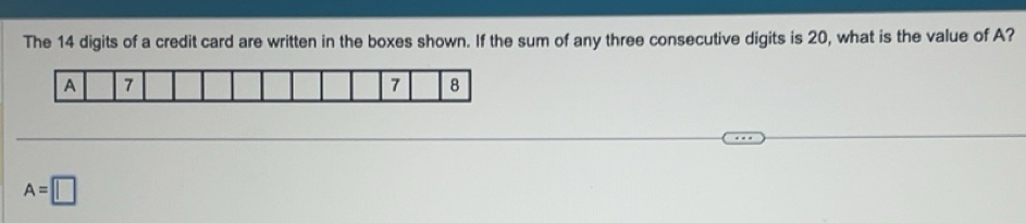 Solved: The 14 digits of a credit card are written in the boxes shown ...