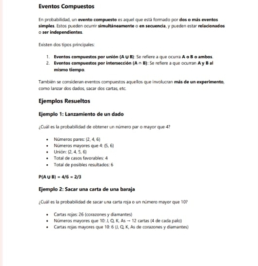 Resuelto:Eventos Compuestos En probabilidad, un evento compuesto es ...