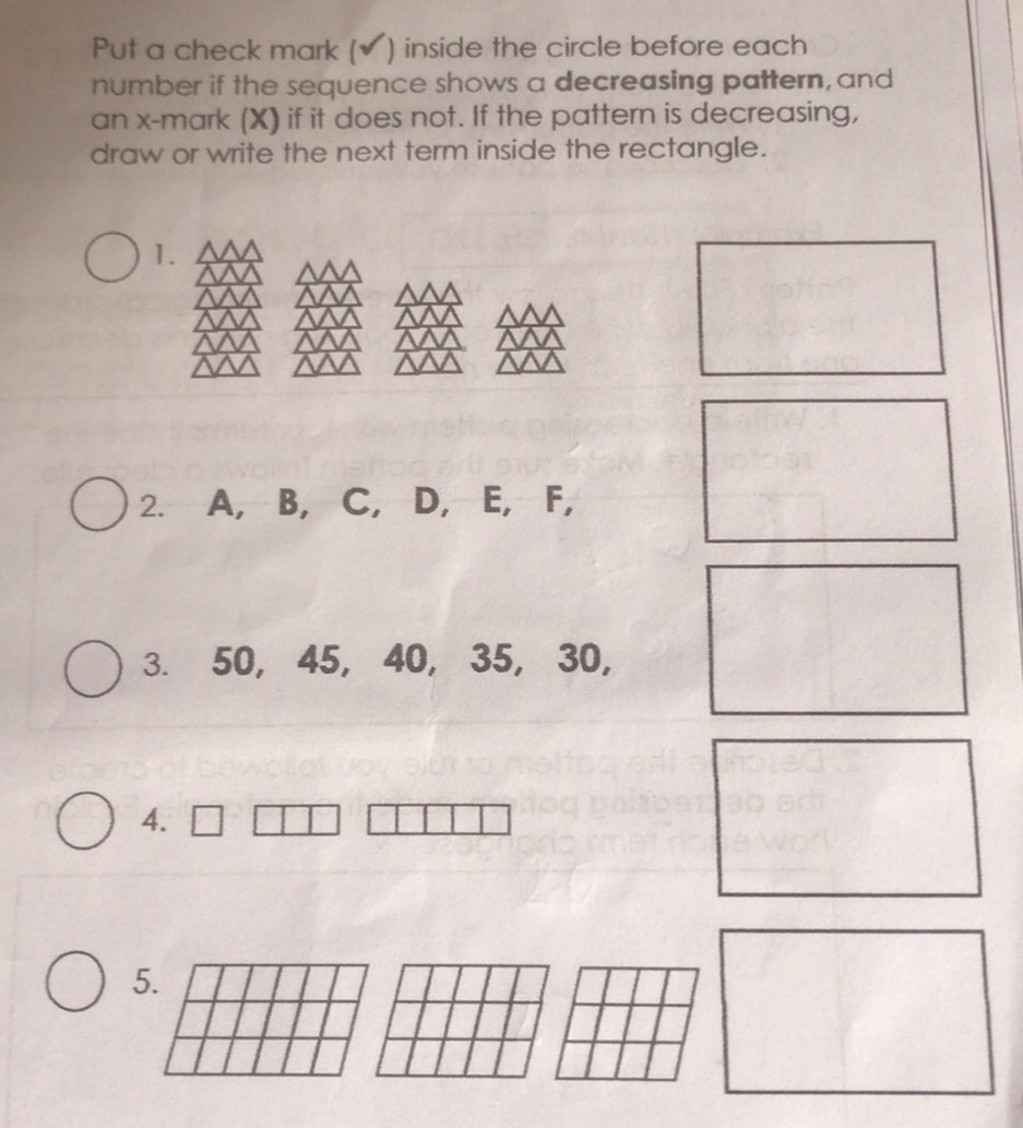 Solved: Put a check mark ( ) inside the circle before each number if ...