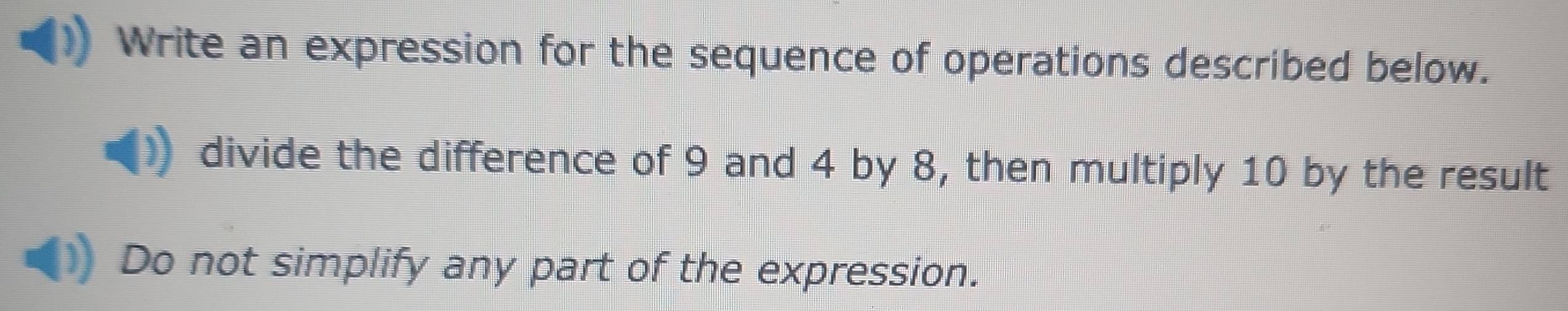 Solved: Write an expression for the sequence of operations described ...