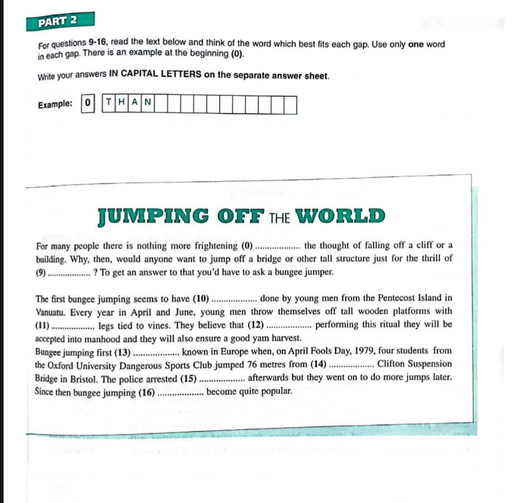 Solved: For questions 9-16, read the text below and think of the word ...