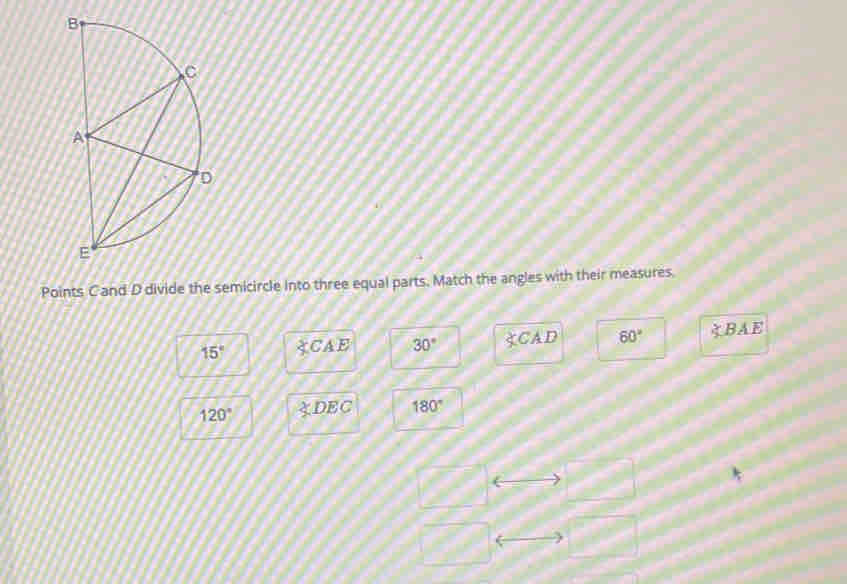 Solved: Points C and D divide the semicircle into three equal parts ...