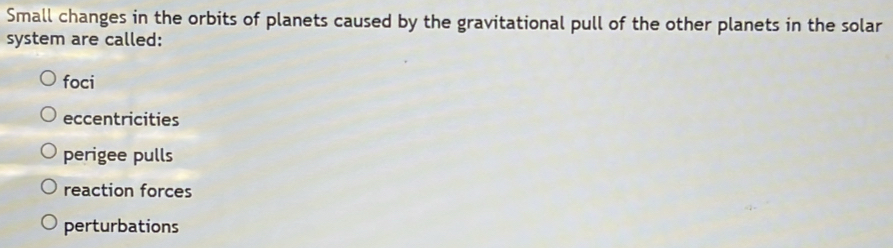 Solved: Small changes in the orbits of planets caused by the ...