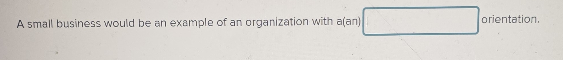 Solved: A small business would be an example of an organization with a ...