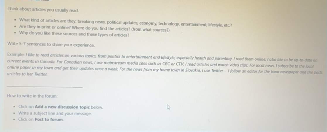 Solved: Think about articles you usually read. What kind of articles ...