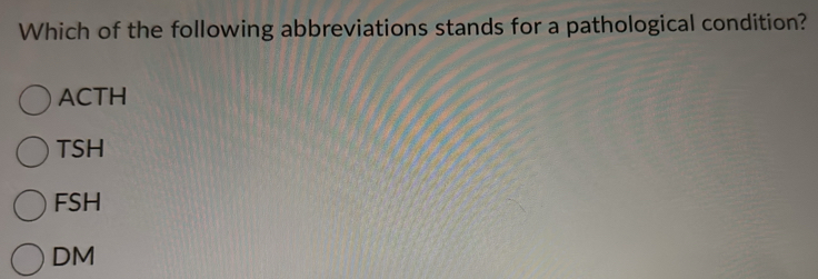 Solved: Which of the following abbreviations stands for a pathological ...