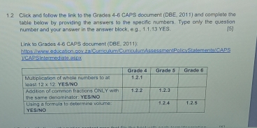 Solved: 1.2 Click and follow the link to the Grades 4-6 CAPS document ...