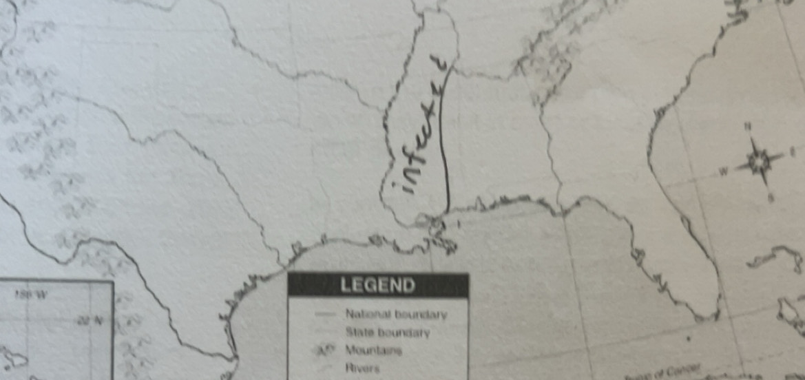 Solved: LEGEND National boundary State boundary Mountains Rivers ...