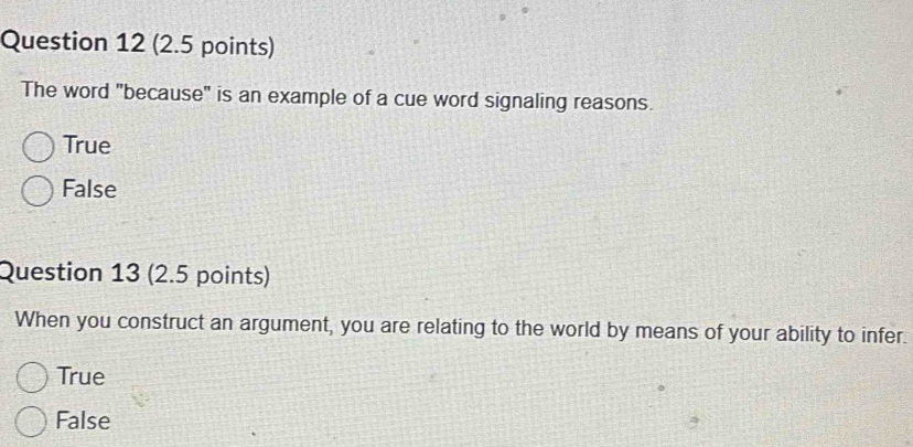 Solved: The word "because" is an example of a cue word signaling ...