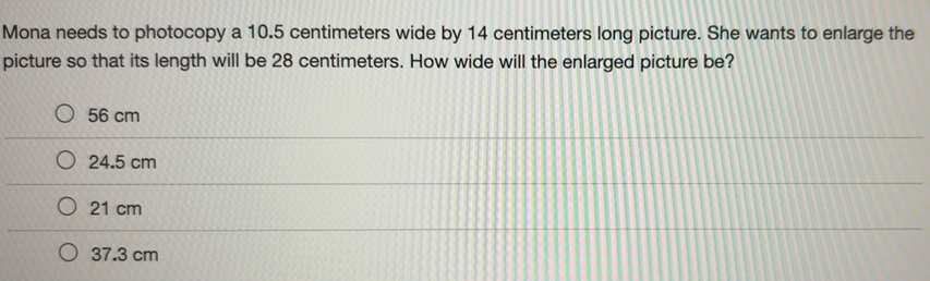 Solved: Mona needs to photocopy a 10.5 centimeters wide by 14 ...
