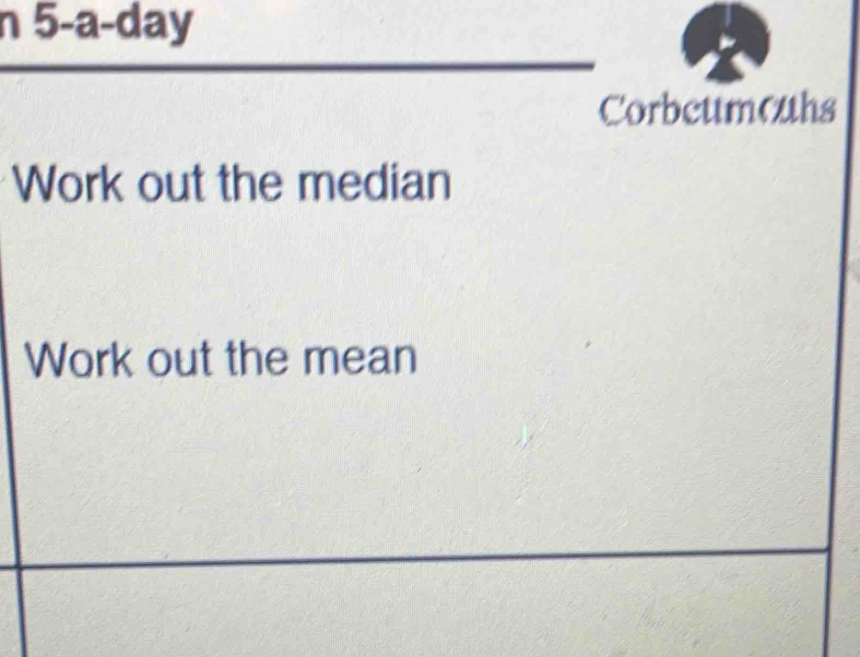 Solved: 5-a-day Corbettmaths Work out the median Work out the mean ...