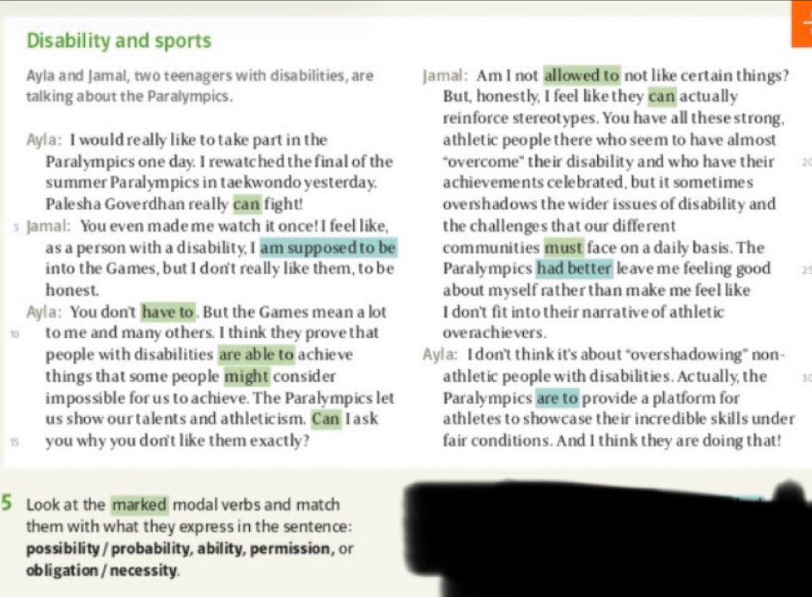 Gelöst:Disability and sports Ayla and Jamal, two teenagers with ...