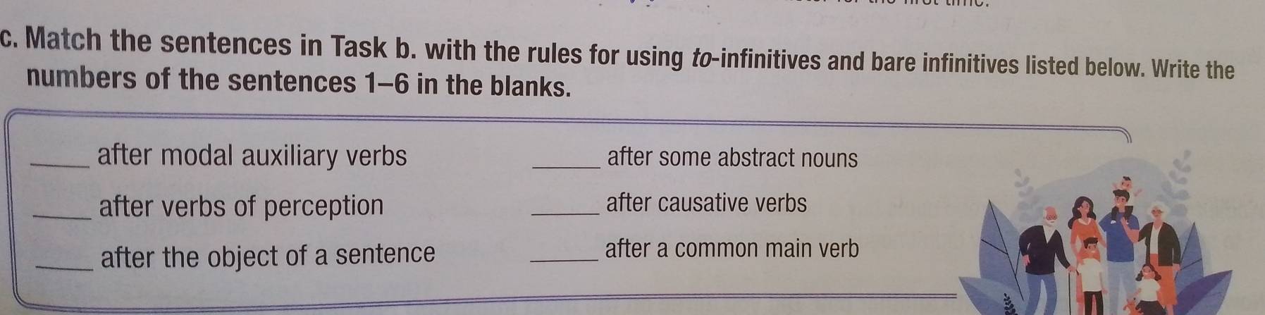 Giải quyết:Match the sentences in Task b. with the rules for using to ...