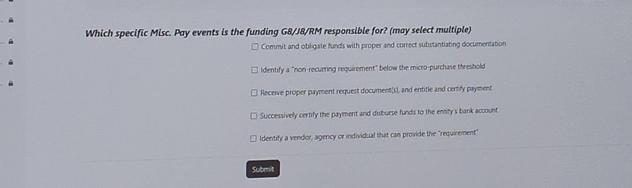 Solved: Which specific Misc. Pay events is the funding G8/J8/RM ...