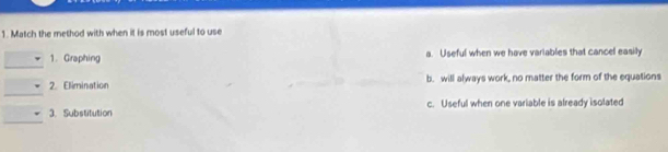 Solved: Match the method with when it is most useful to use _ 1 ...